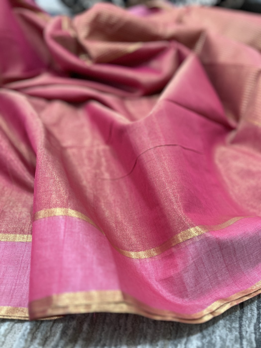Chanderi Tissue Saree - Pink